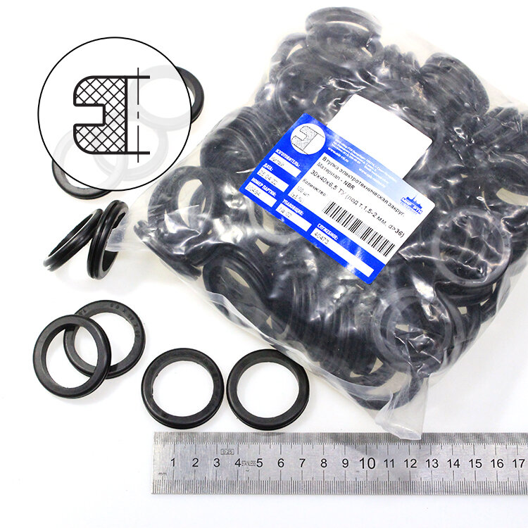 Втулка кабельная резиновая 30x40x6,5 (под т.1,5-2 мм, d>36) закругленная (упаковка 100 шт. ±5%)