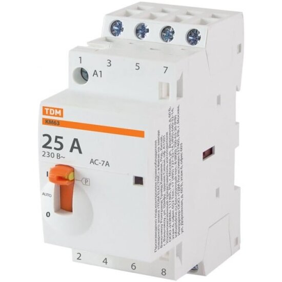 Контактор модульный Tdm Electric с ручным управлением КМ63/4-25 4НО 230В АС, SQ0213-0102