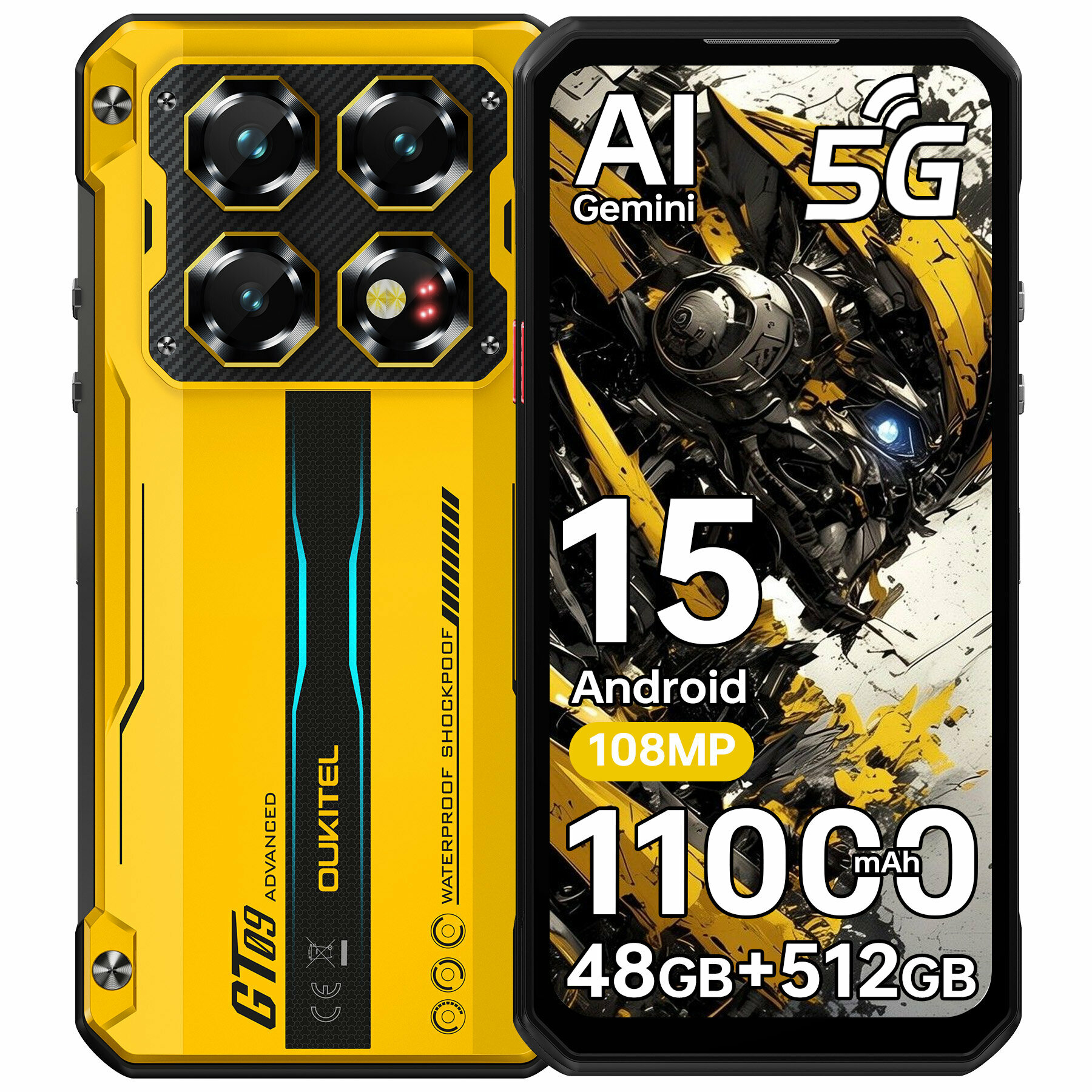 Смартфон OUKITEL WP60 48(16+32) ГБ+512 ГБ 10000 мАч Android 15 Dimensity7025 7,2 HD+