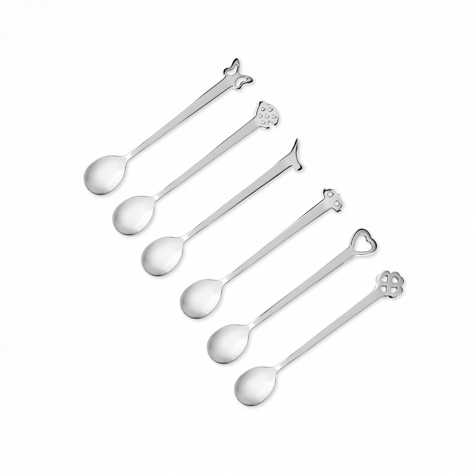 Набор кофейных ложек THE LUXURY ART MEPRA 100344608, 6шт, нержавеющая сталь, посеребренная