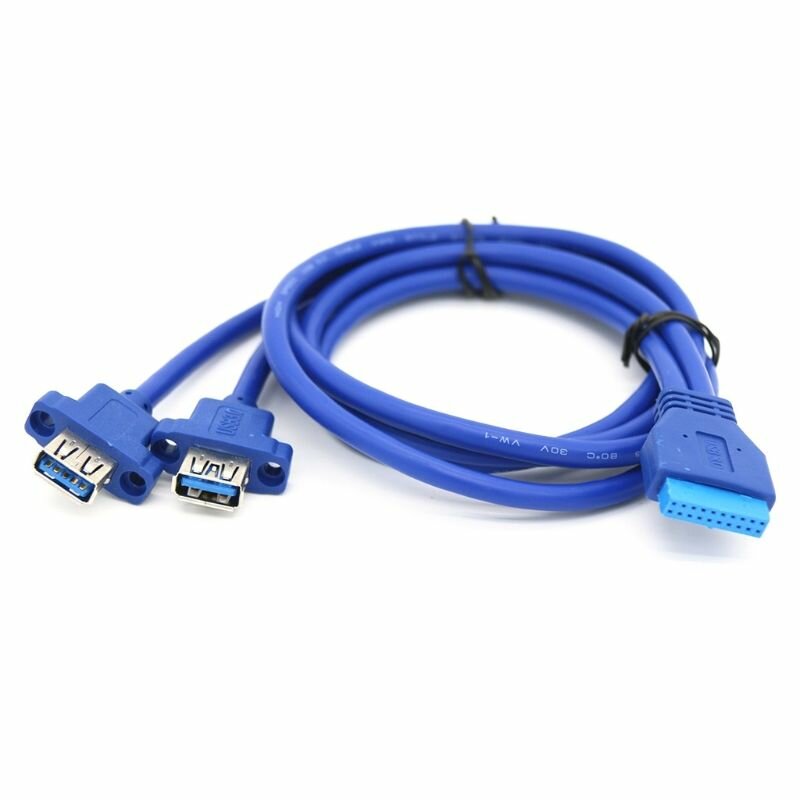 Двойной 2-портовый USB3.0 USB 3.0 A папа к материнской плате, 20-контактный кабель-адаптер, 19-контактный удлинительный кабель 5 Гбит/с