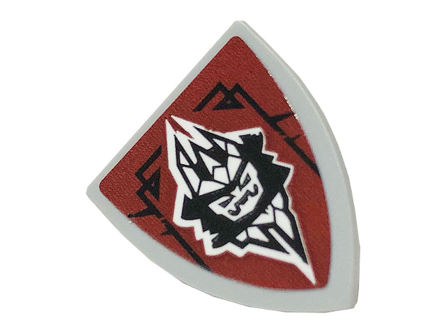 Minifigure, Shield Triangular Short with Emperor on Dark Red Background, Left Lines Up Pattern (Sticker) - Set 70678, 3846pb050 Light Bluish Gray U