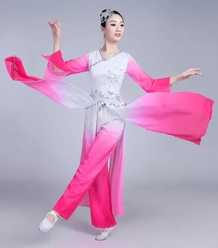 Чернильный женский танцевальный костюм для китайского народного танца XL, Rose gradient