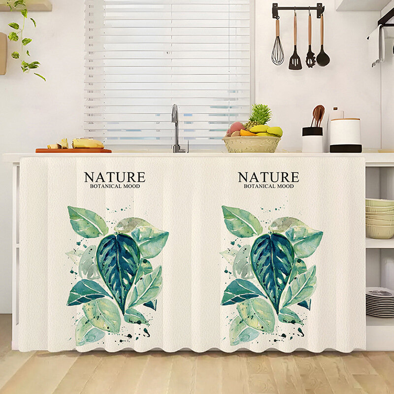 Водонепроницаемая и маслостойкая кожаная шторка для кухонного шкафа, пылезащитная шторка для дверцы шкафа с липучкой, декоративная шторка.