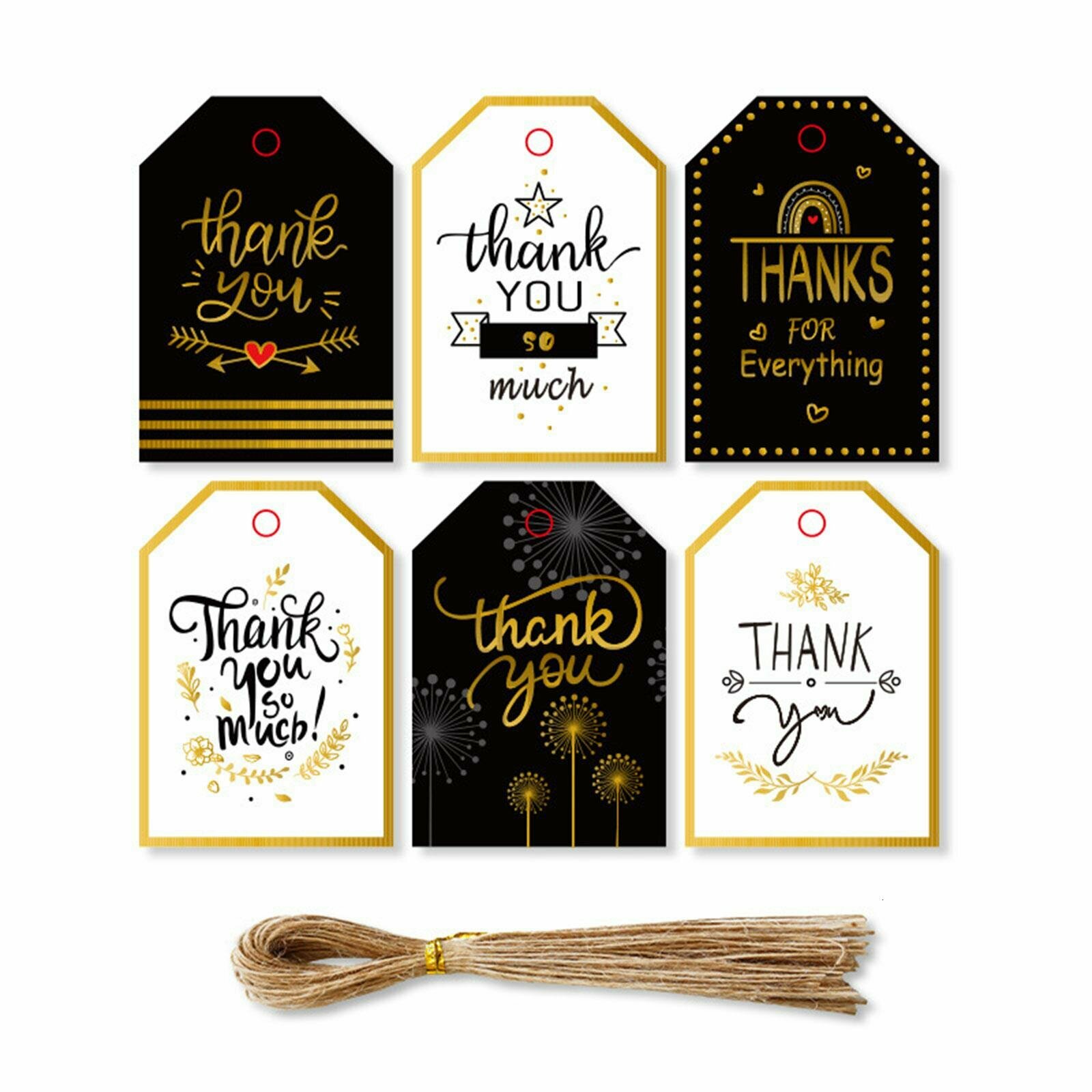 Бумажные бирки «Спасибо» для свадеб, Исправьте золото, спасибо за