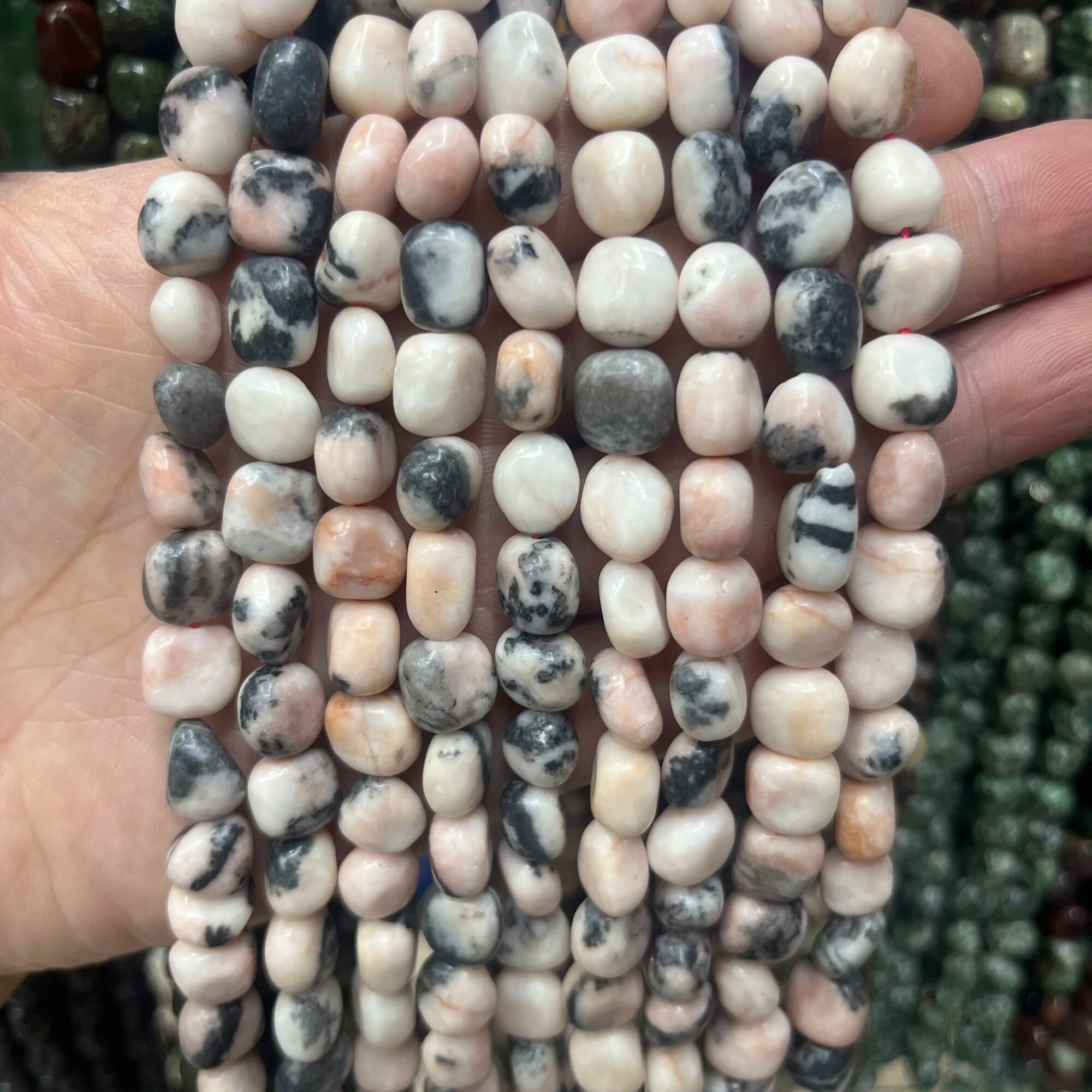 Бусины из натурального камня Агат, Аметист, Розовый Кварц 8-10мм 7.5inch(18 to 20pcs), Pink Zebra