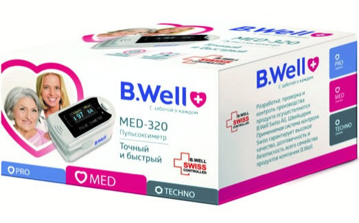 Пульсоксиметр B.Well MED-320, SpO2, пульс, гистограмма и график пульса одновременно — фото 1
