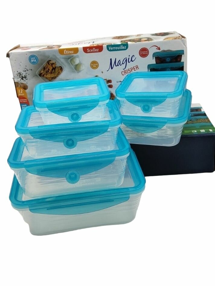 Контейнеры пищевые с силиконовыми крышками набор 6 штук