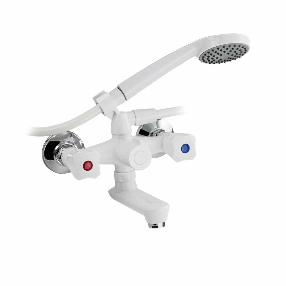 Смеситель в ванную короткий излив, АБС - белый