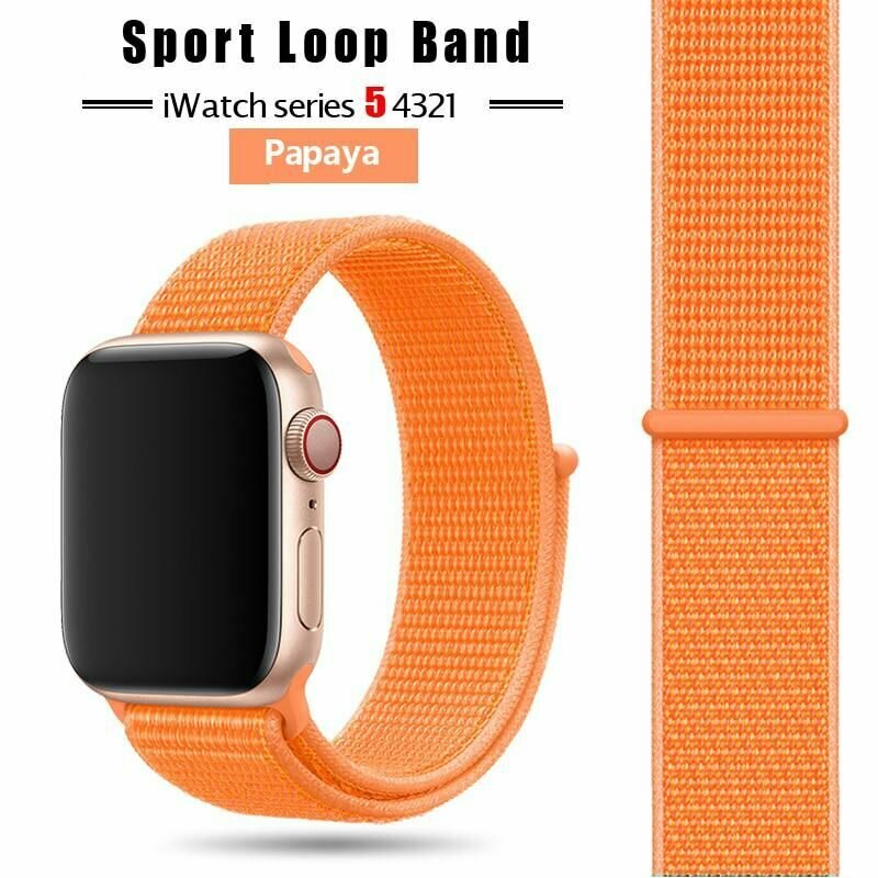 Нейлоновый ремешок для Apple Watch 42 / 44 / 45 / Ultra 49 mm Sport Loop Nectarine