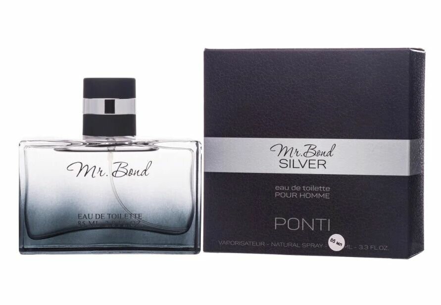 Туалетная вода Ponti Parfum Mr.BOND SILVER 85ml (аромат Az Chrome) для мужчин