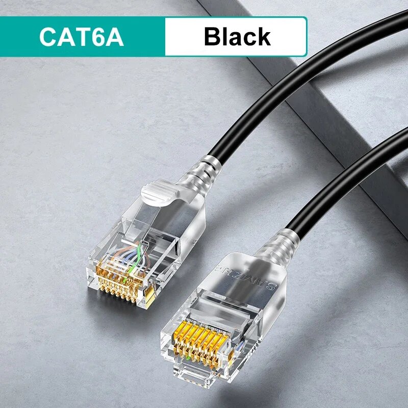 Кабель Ethernet SAMZHE Cat6A Black Ethernet Cable, 15m