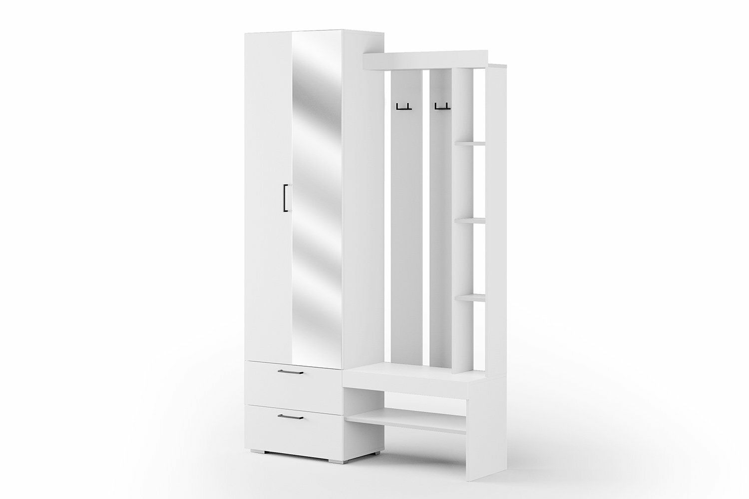 Прихожая Hoff Торонто, 130х210х35 см, с зеркалом, цвет белый матовый