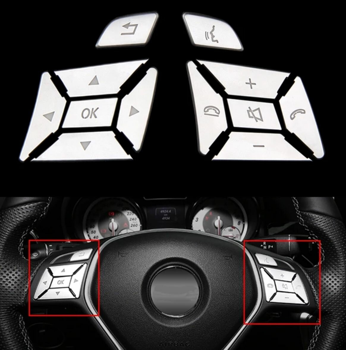 Накладки на Кнопки Руля Mercedes w204, w212, w176, w246