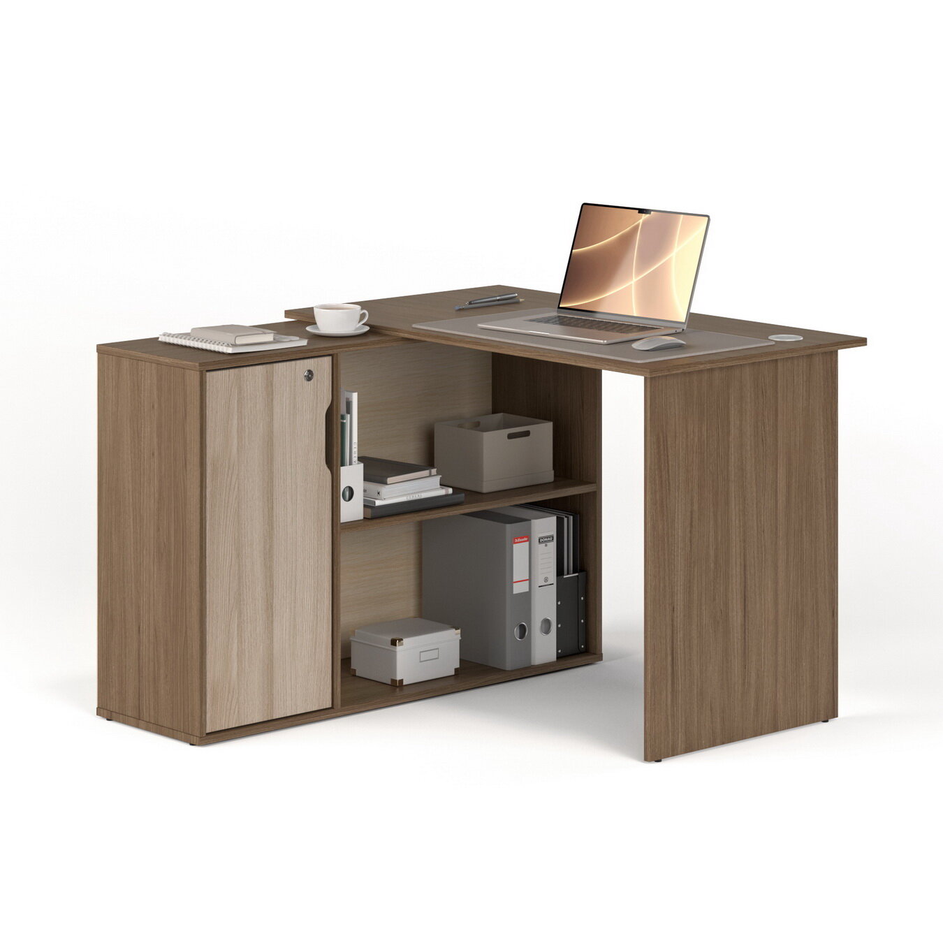 Стол письменный БАНГА-91 левый Ясень темный - Ясень светлый