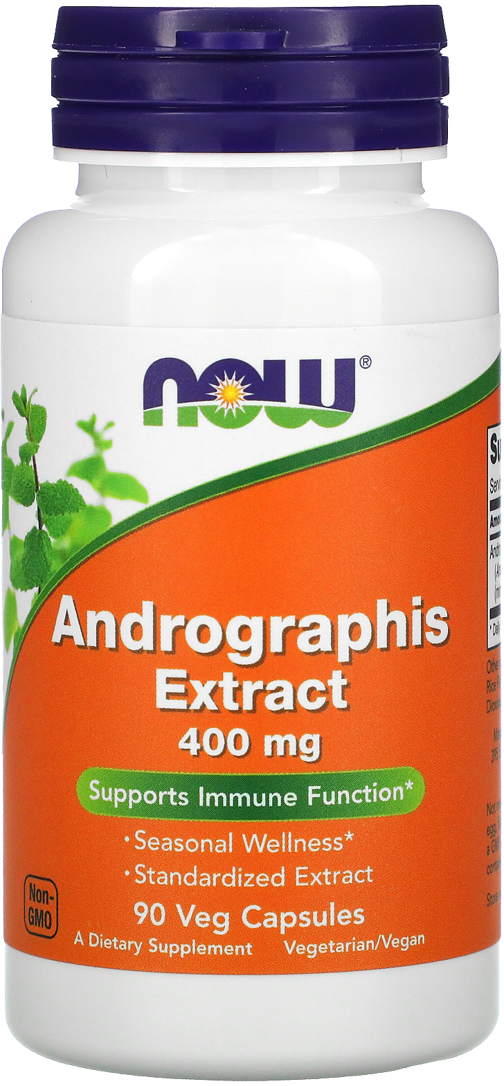 NOW Foods, Andrographis Extract, экстракт андрографиса, 400 мг, 90 вегетарианских капсул