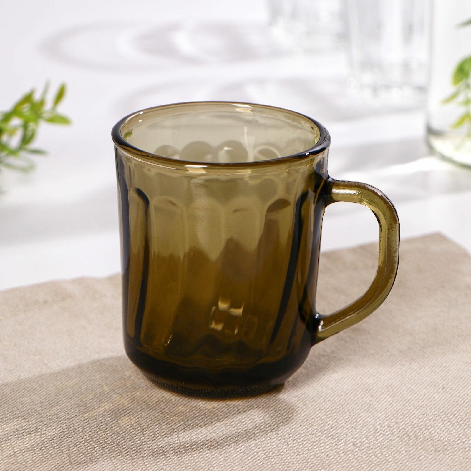 Кружка Elica, 250 мл, стекло, коричневая, 2 шт