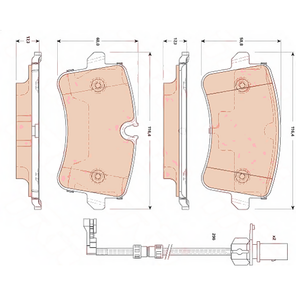 TRW GDB1867 (000312BSX / 000312SX / 0252460617P) колодки тормозные дисковые задн audi: a8 (4h_) 09 -