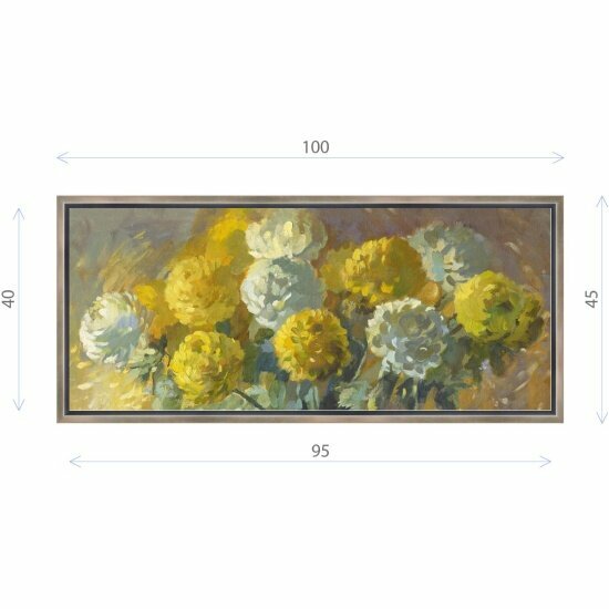 Картина Декор Депо Ксении Черномор Хризантемы Матовый холст в раме 45х100 см