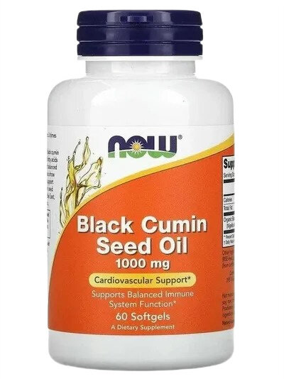 Black Cumin Seed Oil 1000 мг, 60 капсул от NOW Foods, Масло семян черного тмина