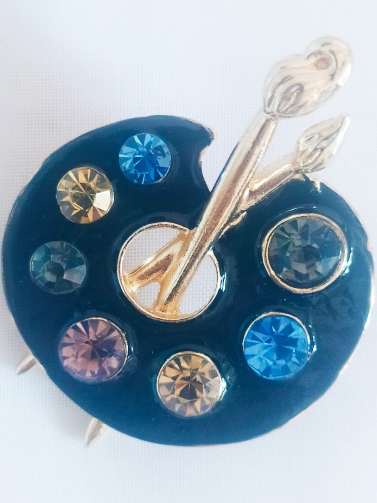 Брошь, эмаль, стразы