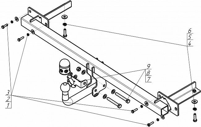 Фаркоп АвтоСтандарт Lada Vesta с 2016 г (вкл. версию Cross) (оцинкованный шар)(паспорт и сертификат в комплекте)(без электрики) L101A