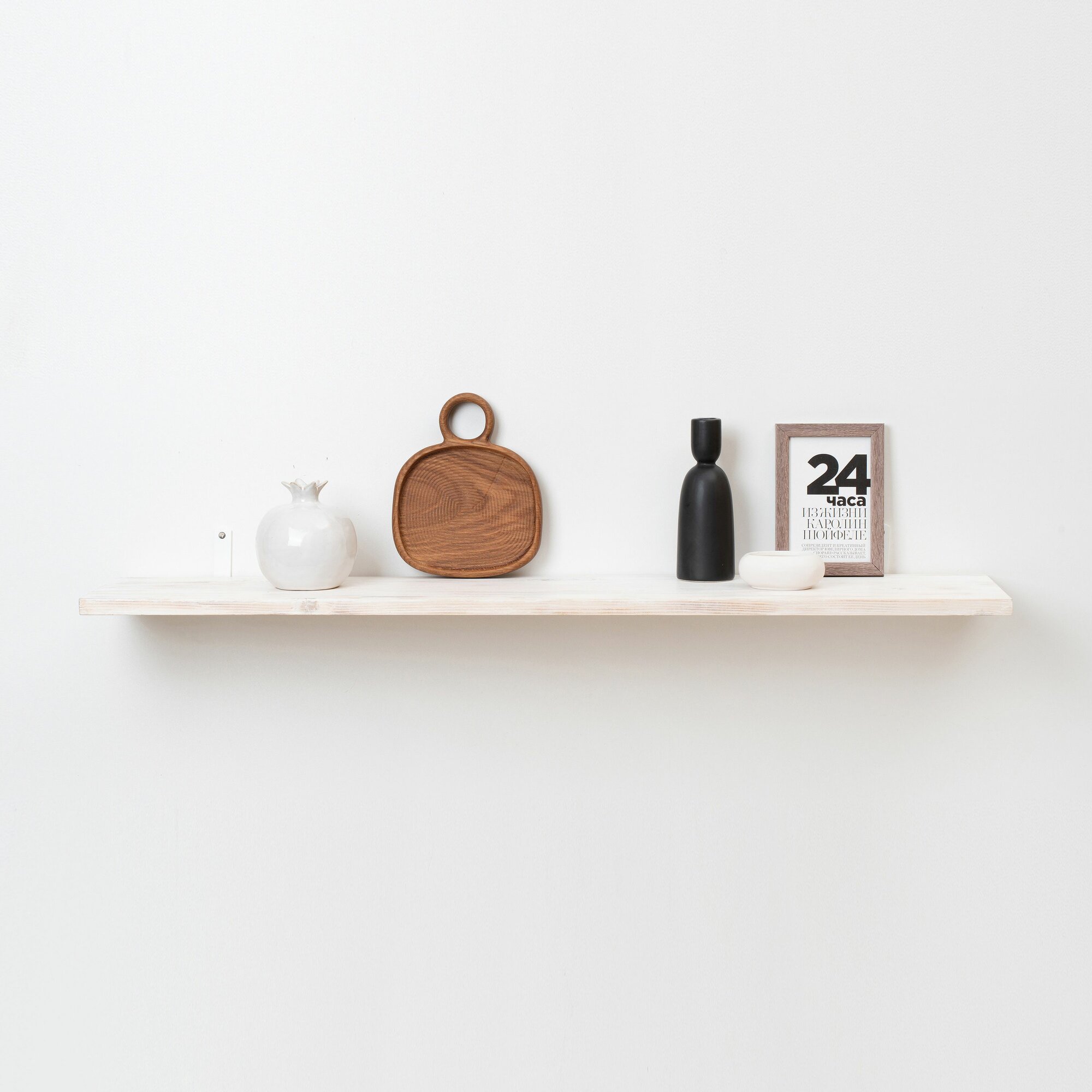 Полка настенная Дуб Белый Прованс 100х20см без кронштейна