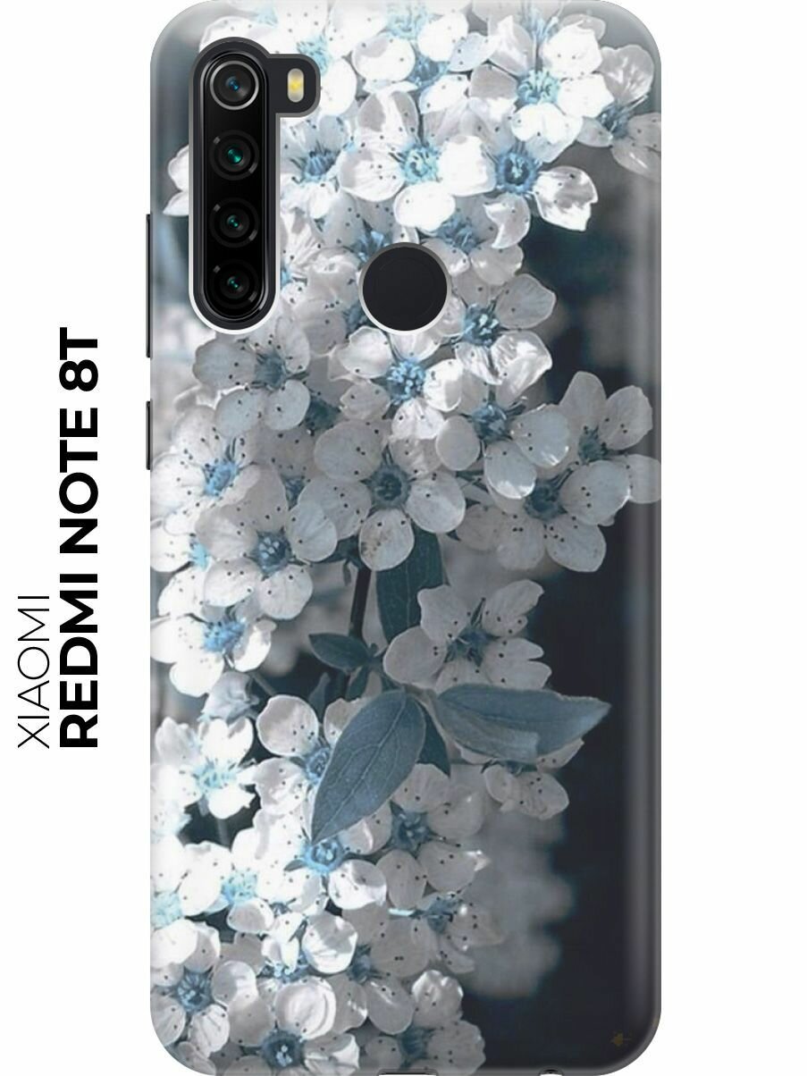 Силиконовый чехол Бело-голубые цветочки на Xiaomi Redmi Note 8T / Сяоми Редми Ноут 8Т