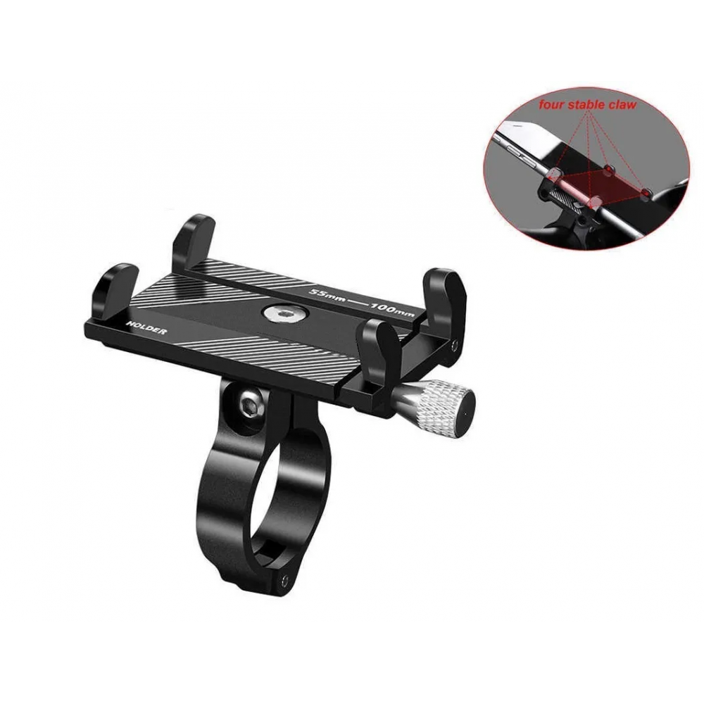 Держатель для смартфона 4,0"-7,5", алюминиевый, на руль, Phone Holder, PHA-001