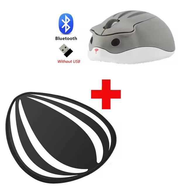 Беспроводная мышь хомяк DM Grey WithPad