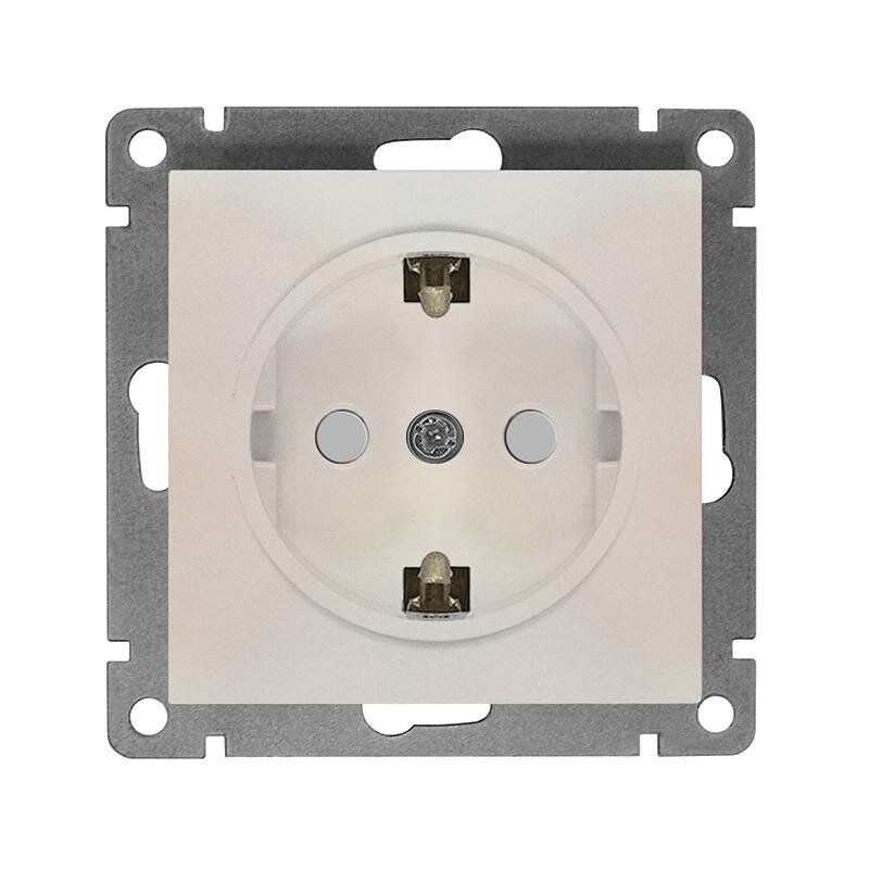 Розетка 1-м СП Афина 16А IP20 с заземл. защ. шторки механизм жемчуж. Universal A0049-OBr