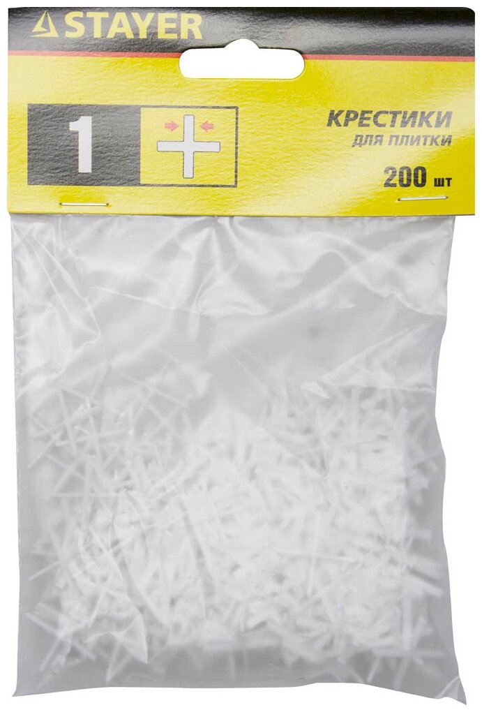 Крестики STAYER 3380-1, для укладки кафельной плитки, пластиковые, 1 мм, 200 шт, белые