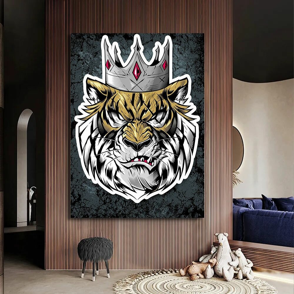 Картина "Лев, лев и львица", 30x40 см, на деревянном подрамнике, поп-арт