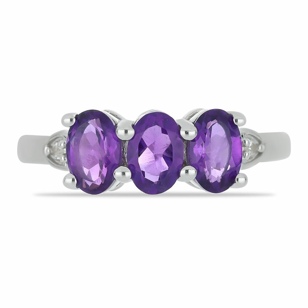 Кольцо дорожка, серебро, 925 проба, родирование, циркон, аметист