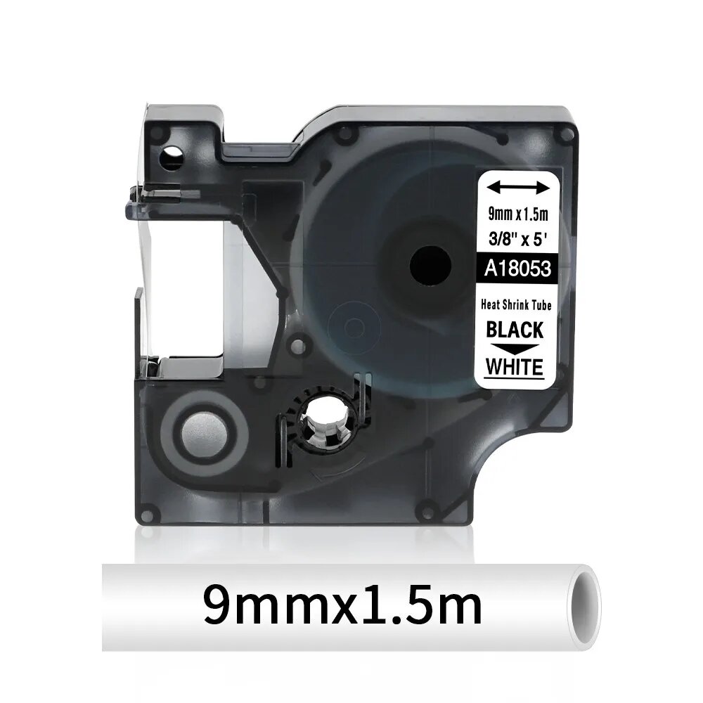 Термоусадочная лента Aken для DYMO Rhino 6-24 мм 9mm Blcak on White