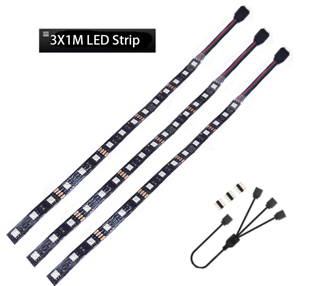 RGB лента светодиодная 3x1M, IP65, 12В