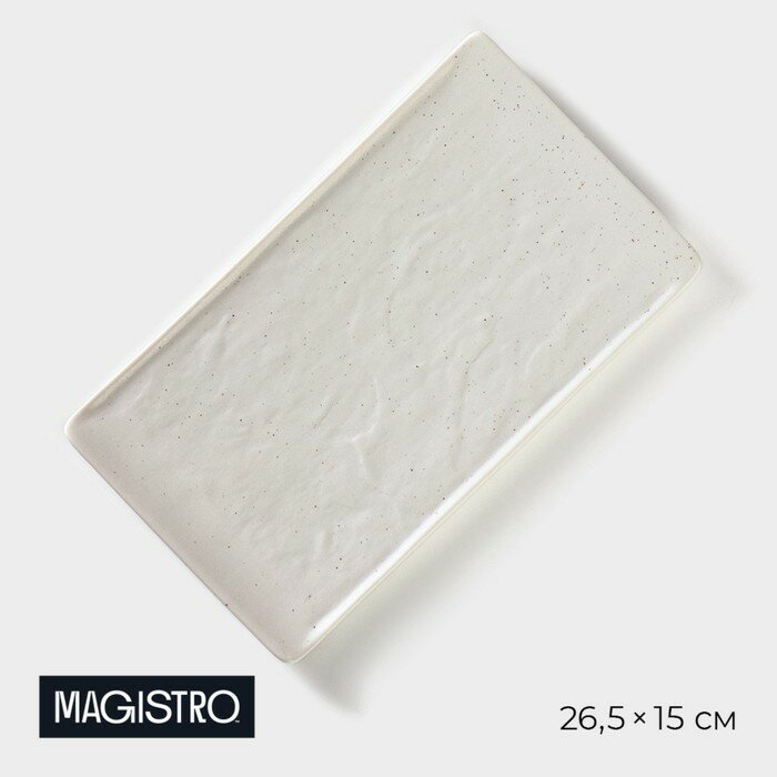 Блюдо для подачи Magistro фарфоровое Slate, 26,5х15 см, цвет белый