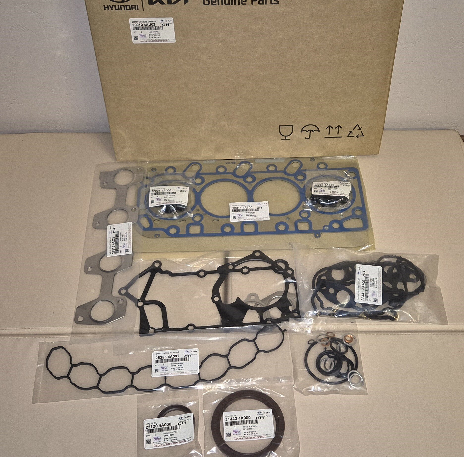 209104AU02, Полный комплект прокладок , ЕВРО 5, Hyundai, KIA , для дизельных двигателей D4CB, 2.5 CRDi, ЕВРО 5