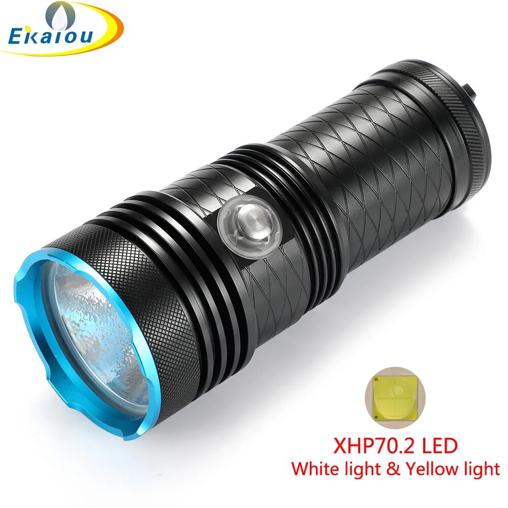 Фсветильник Рик для дайвинга XHP70.2, подводный фонарь для дайвинга 100 м, водонепроницаемый IP68 фонарь для Глубоководной Рыбалки 4x18650
