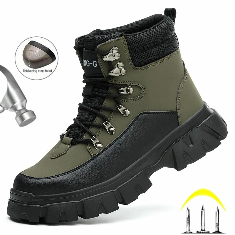 Мужская рабочая обувь Нескользящая противоударная защитная обувь