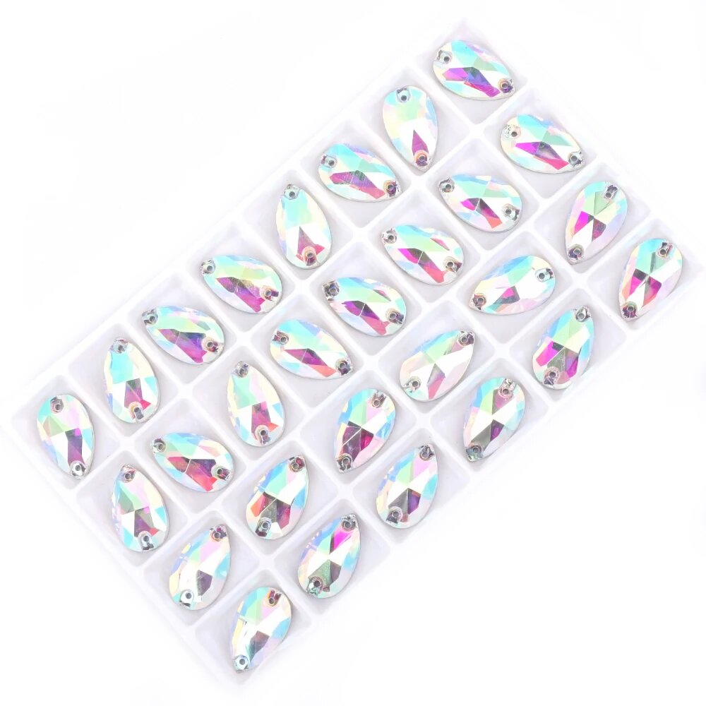 Стразы хрустальные 7x12mm Crystal AB, 72шт