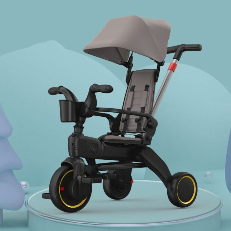 Три раунда /детский велосипед родительская многофункциональная коляска красный черный серый /