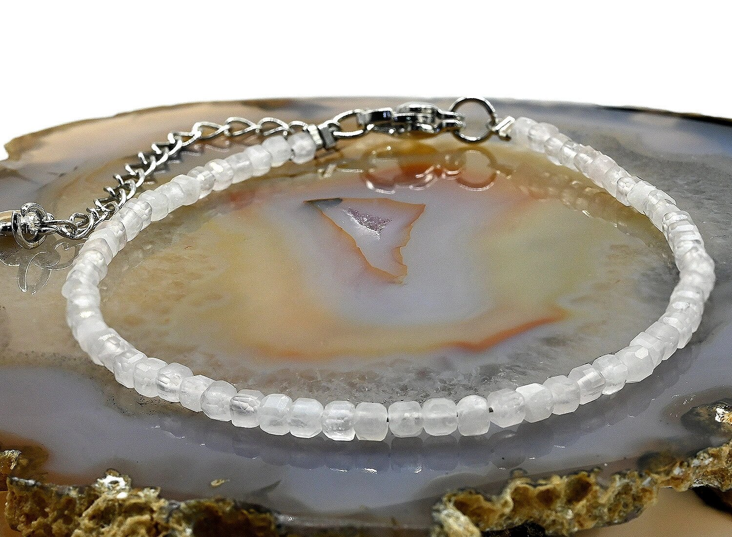 Браслет, кварц розовый