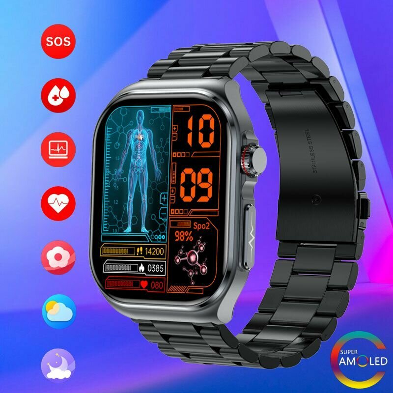 Умные часы для мужчин и женщин, с кислородом крови, ECG, Bluetooth-звонком, Несколько режимов упражнений, 530mAh