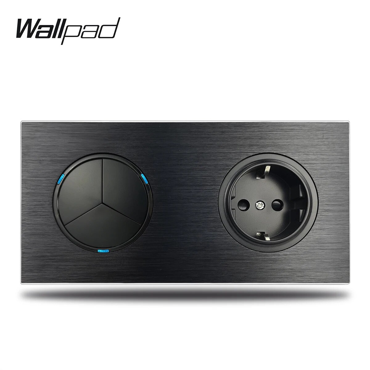 Wallpad Настенный выключатель 1/2/3/4 клавишного, черный 3Gang EU Socket