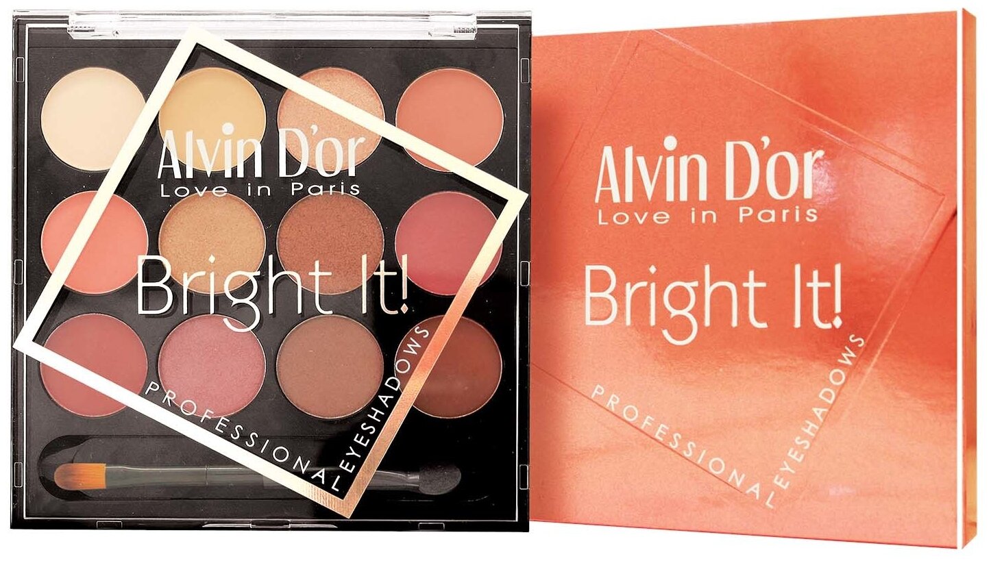 ALVIN D*OR декор Тени д/век BRIGHT IT палетка 12оттен. беж-роз-коричн. гамма AES-25