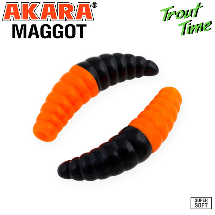 Силиконовая приманка на форель Akara Trout Time Maggot 1,6 Сыр 41мм. (10 шт), цвет 99T