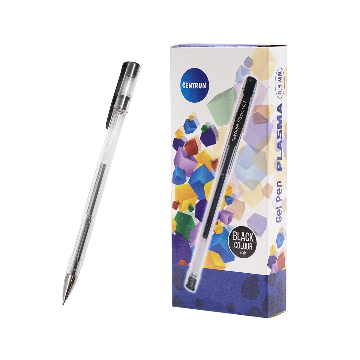 Гелевые ручки Centrum "Plasma", черные, с металлическим наконечником, 0,7 мм, 12 шт (80847)