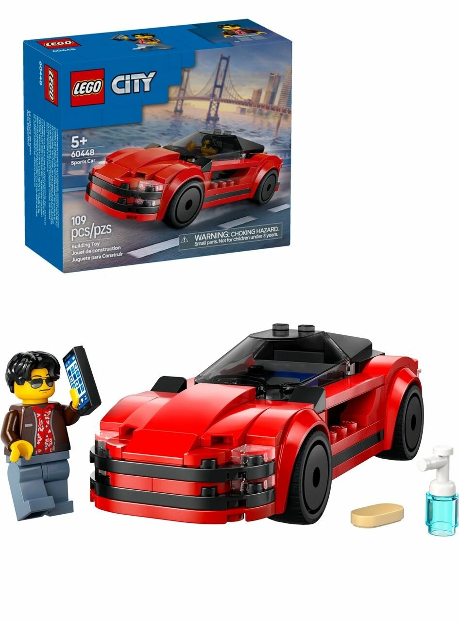 60448 Конструктор LEGO City Red Sports Car Красный спортивный автомобиль 109 деталей
