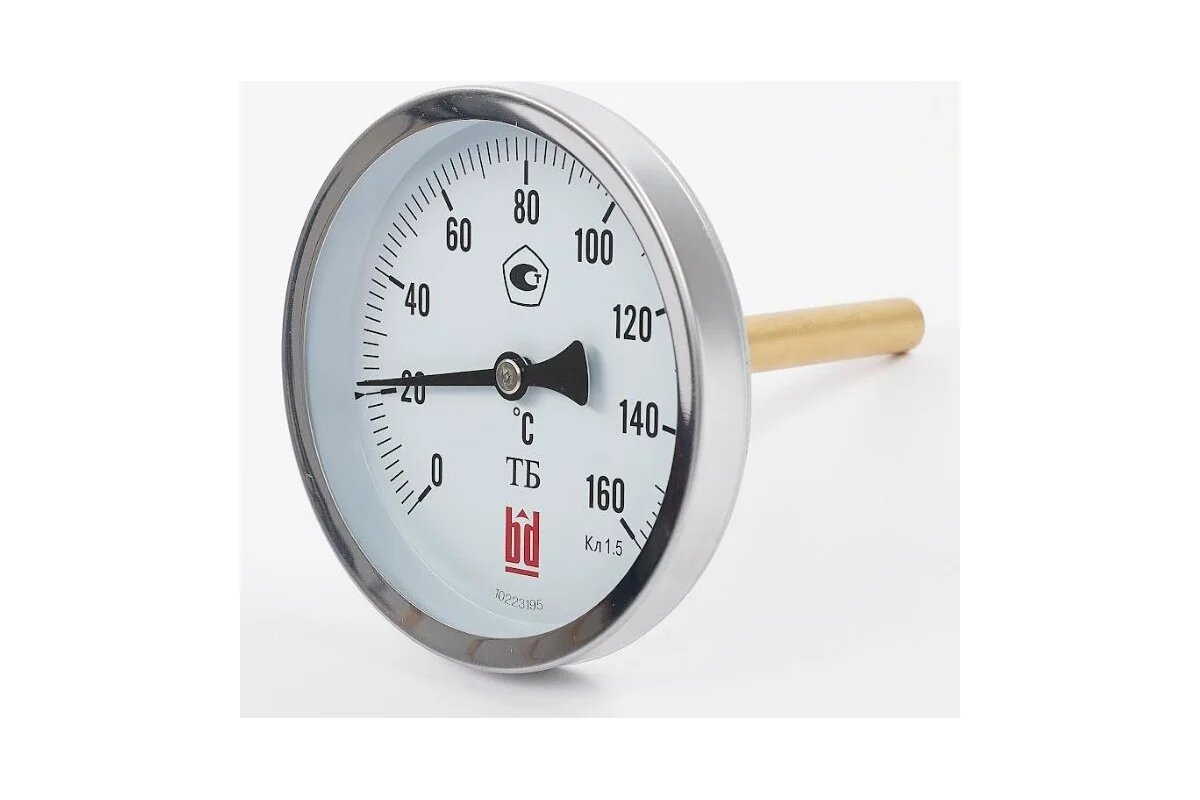Биметаллический термометр BD ТБ 100Т/64 G1/2 0–160 °C с классом точности 1,5 для измерения жидкостей и газов в системах водоснабжения и отопления